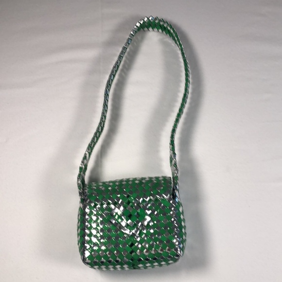 Bags | Handmade Green Silver Candy Wrapper Purse One Of A Kind | Poshmark